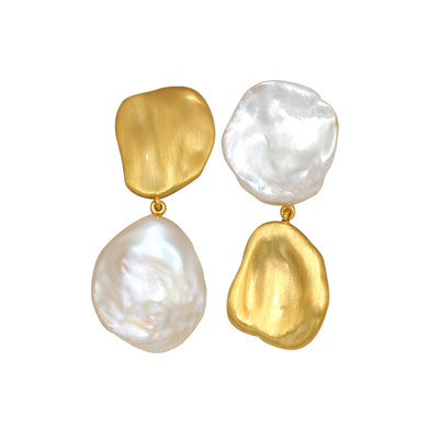 JX I 多拉 巴洛克珍珠艺术鸳鸯耳环中古设计气质耳饰巴恩风耳钉