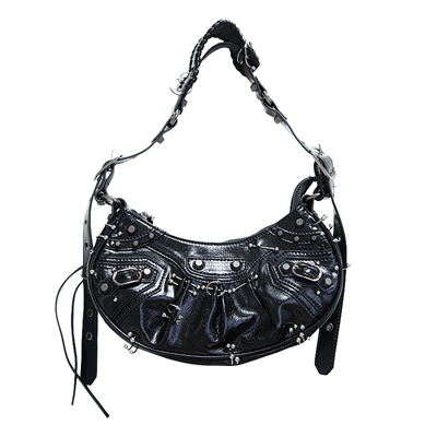 WCH朋克风铆钉穿刺皮质单肩包