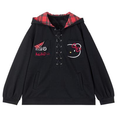 KEIKO加密绒Y2K绣花连帽卫衣