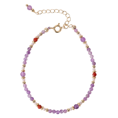 普陀山上岸好运天然紫水晶手链女