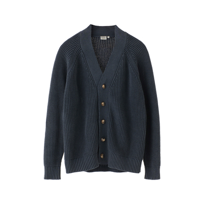 BUTTBILL石磨洗做旧针织V领开衫