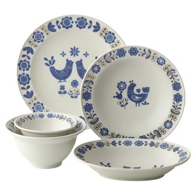 日本进口美浓烧小蓝鸽陶瓷餐具