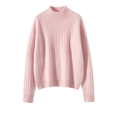 2025秋冬新款100%纯羊绒衫女高领套头毛衣宽松慵懒风针织打底上衣