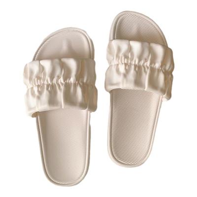 细细条仙女风褶皱凉拖鞋女夏季新款时尚居家用外穿网红平底沙滩鞋