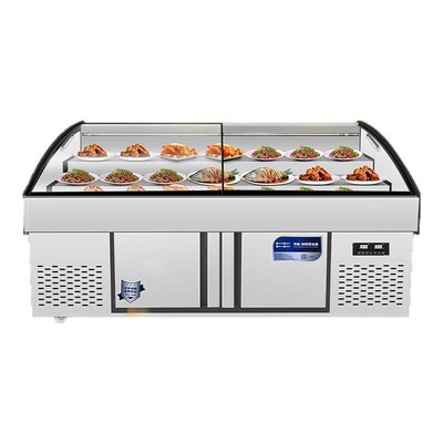 雪花双温三阶梯冰台展示柜冷藏保鲜柜商用冰箱凉菜熟食烧烤展示