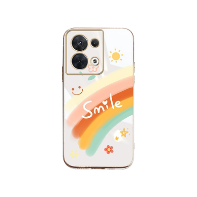 适用于opporeno8pro手机壳PGBM10笑脸彩虹Ren08电镀remo8pro+硅胶女新款0PP0Ren08超薄rone8保护套oppo8网红
