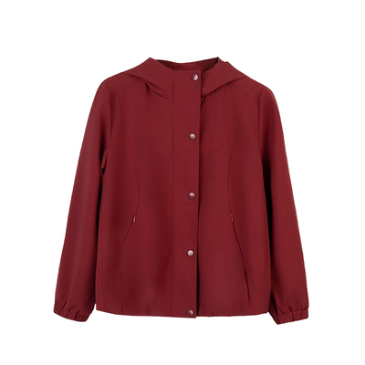 贴心女士绒感梭织连帽外套