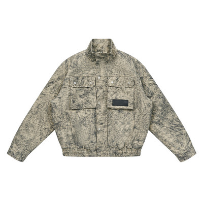 特惠6折起 EMPTY REFERENCE分割冰纹立体口袋宽松立领棉服外套