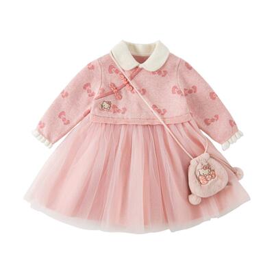 戴维贝拉女童洋气连衣裙