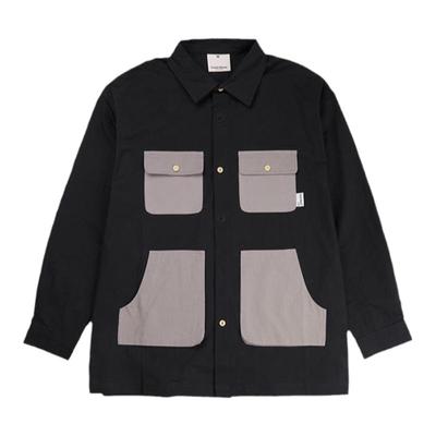 CENTIMETER日系山系City boy户外撞色拼接口袋长袖衬衫