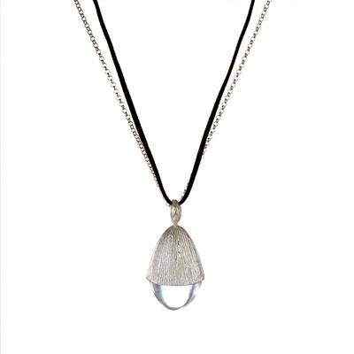 SOFTROOM白水晶松果麂皮绳项链