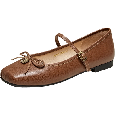 TATA他她狂想曲幸运玛丽珍复古平底女法式浅口羊皮单鞋YRT01CQ5