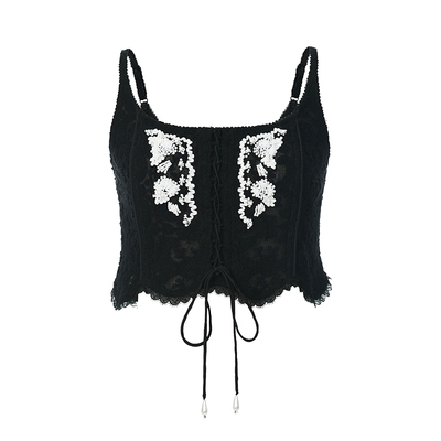 吊带上衣LEFAME珍珠钉珠吊带