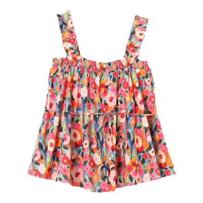 西町村屋花朵印花系带背心女夏季新款法式田园吊带小衫CAAB10004