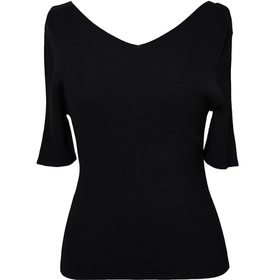 MYMO优雅V领短袖套头针织衫上衣