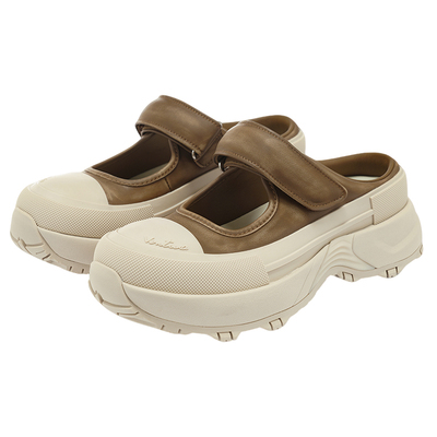 VITTORIOVENTURA/薇薇燃牛皮包头魔术贴厚底休闲拖鞋