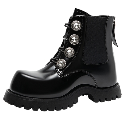 MIO米奥马丁靴2025冬季新款厚底圆头切尔西靴时装靴内增高4cm女靴