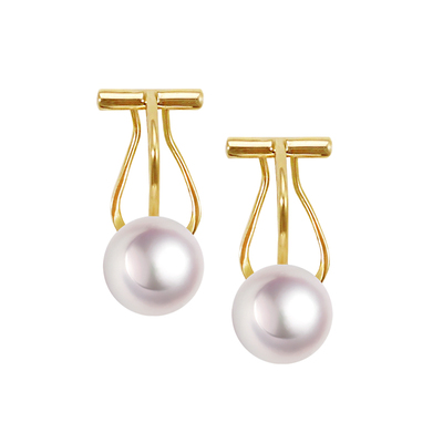 BEAUFINAakoya珍珠18k金耳夹