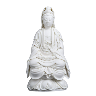 陶瓷古莲观音菩萨像客厅供奉摆件