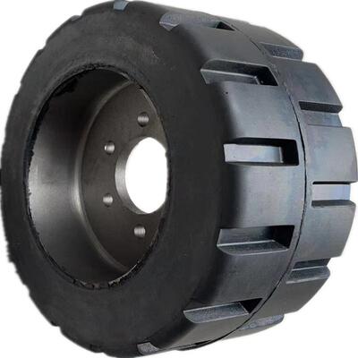 300x110实心胎300x100厚钢板脚轮滚筒筛6孔法兰260x100一体防滑轮