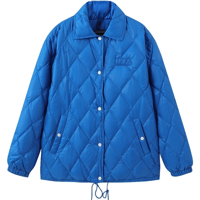 有兰克莱茵蓝短款夹克羽绒服