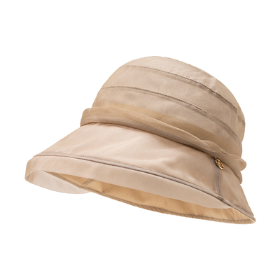 FANCET桑蚕丝帽子女秋真丝渔夫帽洋气妈妈出游防晒帽遮阳帽盆帽