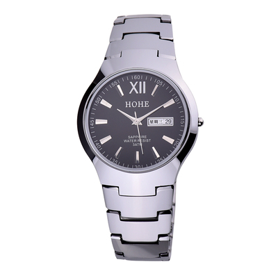 HOHE钨钢双历防水蓝宝石镜面手表