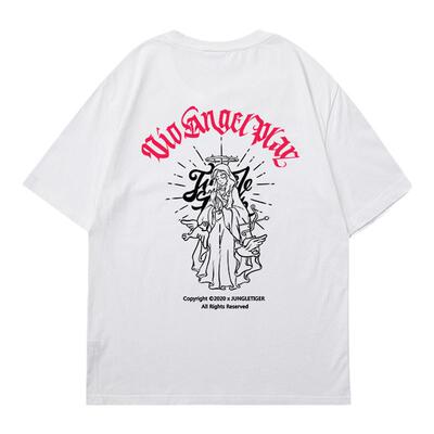 丛林老虎原创天使纯棉短袖T恤男