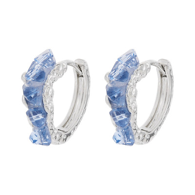 蓝色水晶耳圈不规则甜酷风耳环女