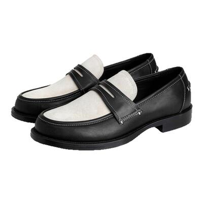 意大利头层牛皮撞色乐福鞋