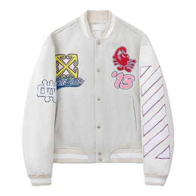 【现货】WE11DONE TRACK秋冬新款OW重工拼皮卡通刺绣夹克外套男女