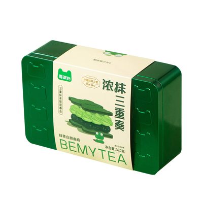 贵茶吾茶白抹茶白脱抹茶生巧奶油白脱夹心曲奇饼干铁盒装抹茶零食