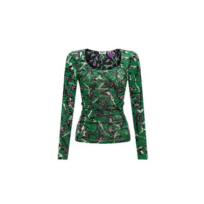 DVF圆领长袖双面修身上衣