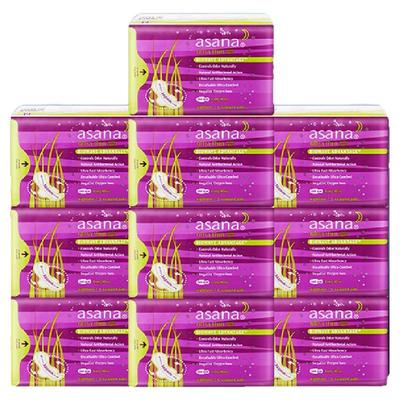 【360夜用10包】阿莎娜卫生巾加长夜用防侧漏官方旗舰店正品asana