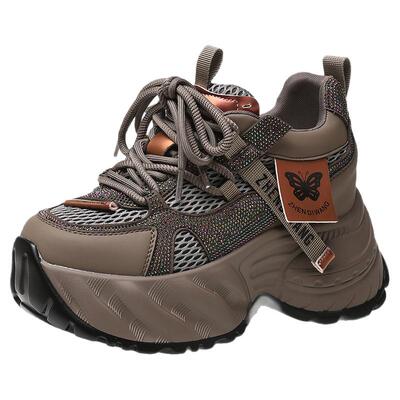 水钻网面老爹鞋女增高运动休闲鞋