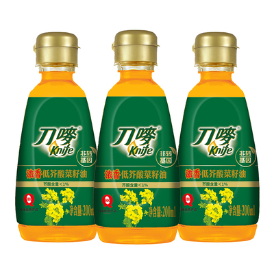 刀唛浓香低芥酸菜籽油200ml*3瓶
