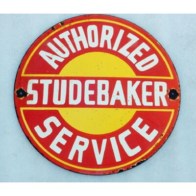 VINTAGE Studebaker AUTHO Service Photo Advertising Sign Enam