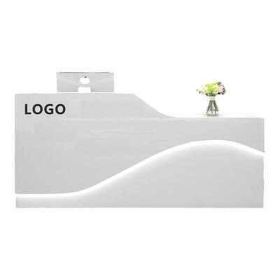 简约轻奢亮光烤漆圆弧造型收银台