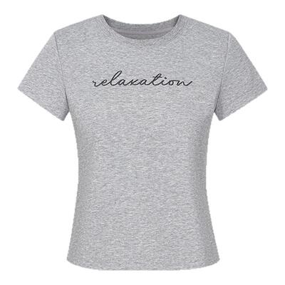 GCRUES灰色休闲短袖T恤女秋季