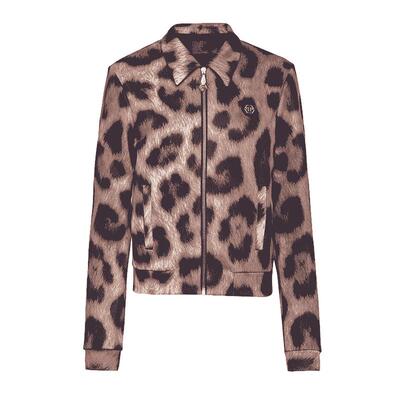 早秋女士豹纹防风短外套普兰夹克