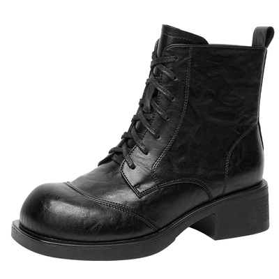 戈美其厚底交叉绑带马丁靴