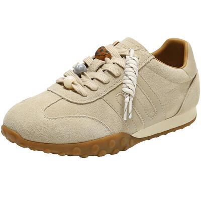 百丽跑道复古串珠德训鞋