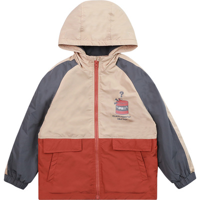 纯一良品怪兽印花连帽加绒外套