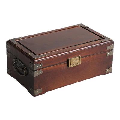 带锁木盒子桌面收纳盒