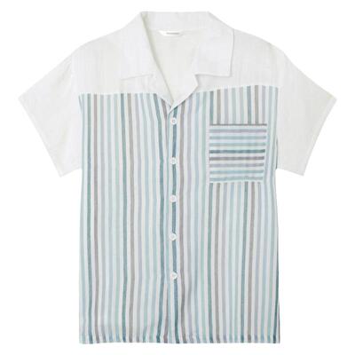 罗丝美条纹设计睡衣裤男纯棉清新