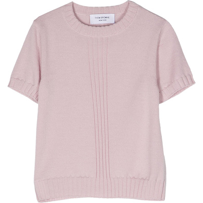 [6期免息]THOM BROWNE 儿童经典四条纹羊毛V领针织开衫薄外套