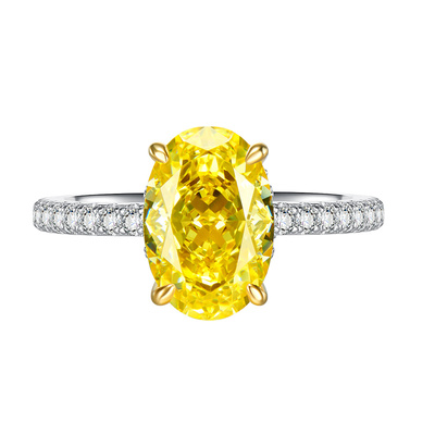 4.5ct碎冰切黄钻纯银戒指