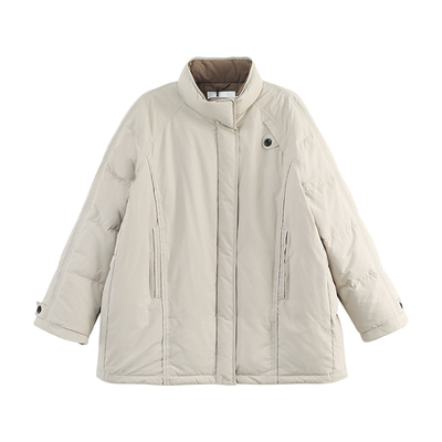 XMOOM立领撞色里布中长款羽绒服