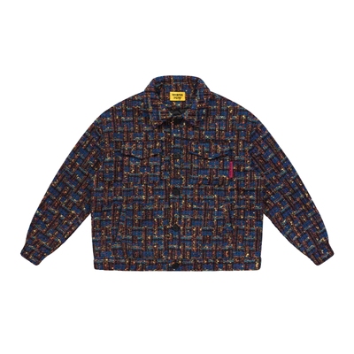 REVERSE IRONY 原创美式复古深色粗花呢潮流情侣休闲短款夹克外套