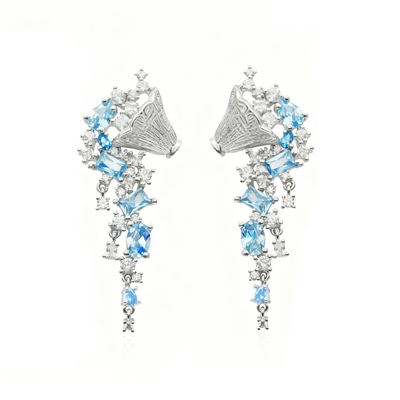 方圆脸天菜~浅蓝锆石耳环清冷感